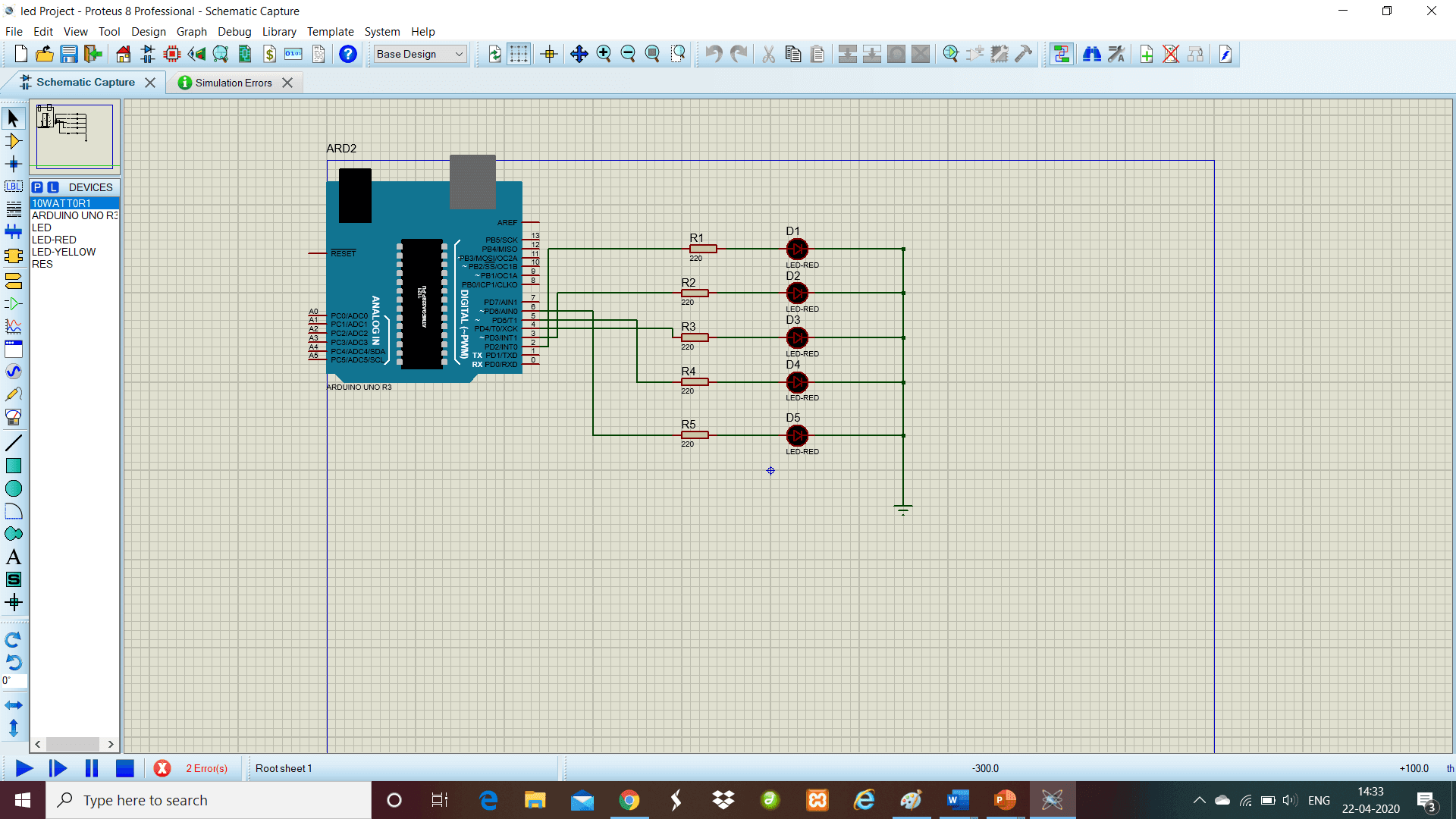 Blinking Multiple LED in Proteus Software with Arduino