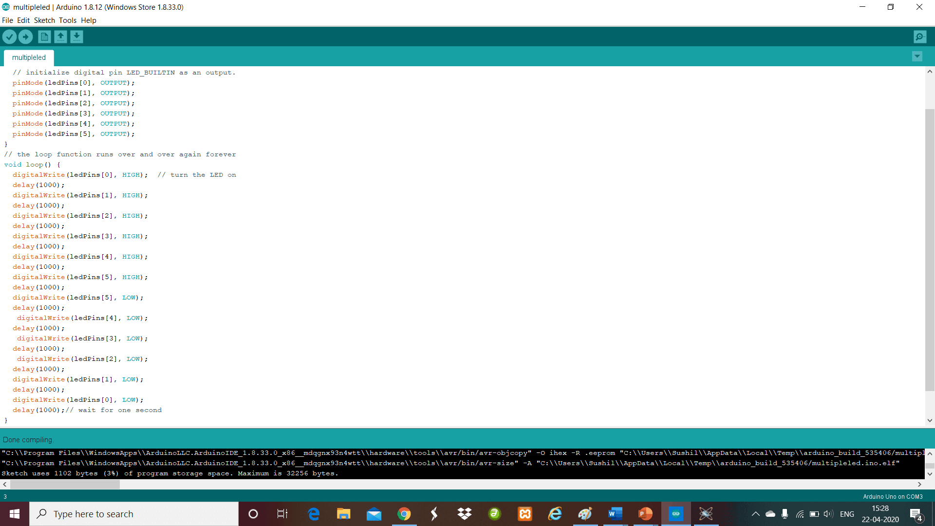 Blinking Multiple Led In Proteus Software With Arduino