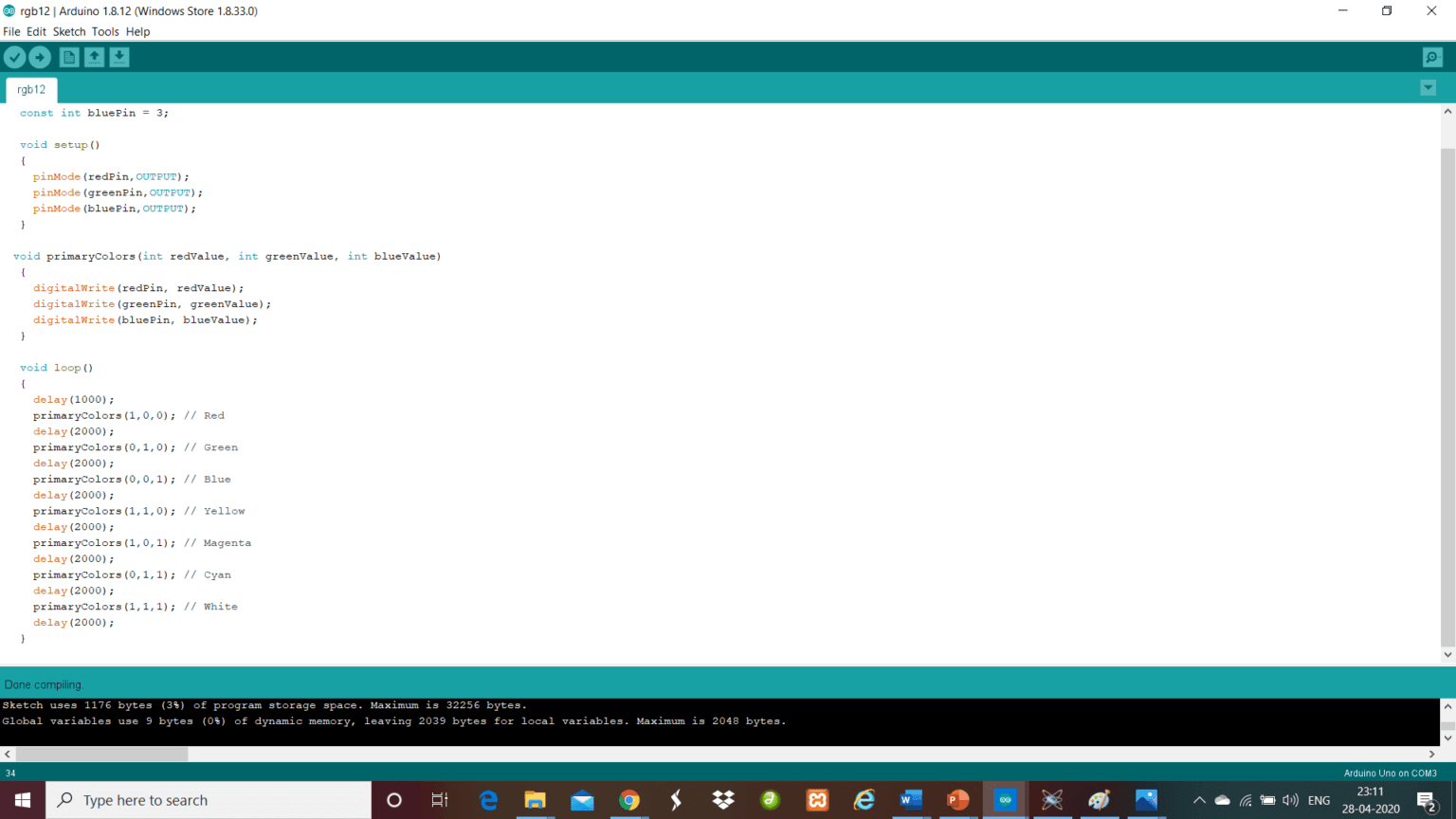 Control RGB LED with Arduino in Proteus Software