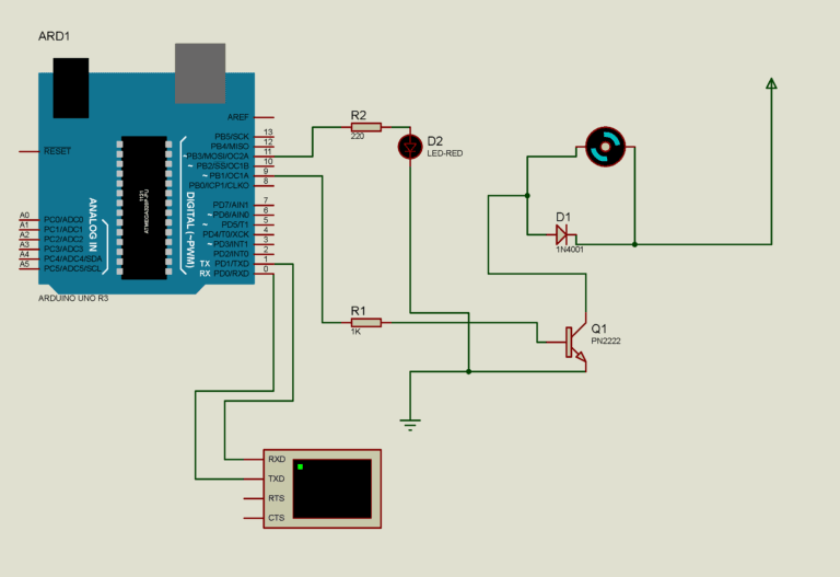 DC Motor Simulation with Arduino in Proteus