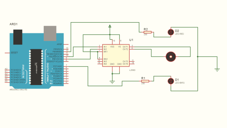 DC Motor Control with L293D Driver in Proteus-Arduino