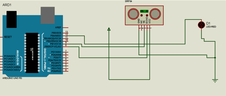 Ultrasonic Sensor Integration with Arduino in Proteus