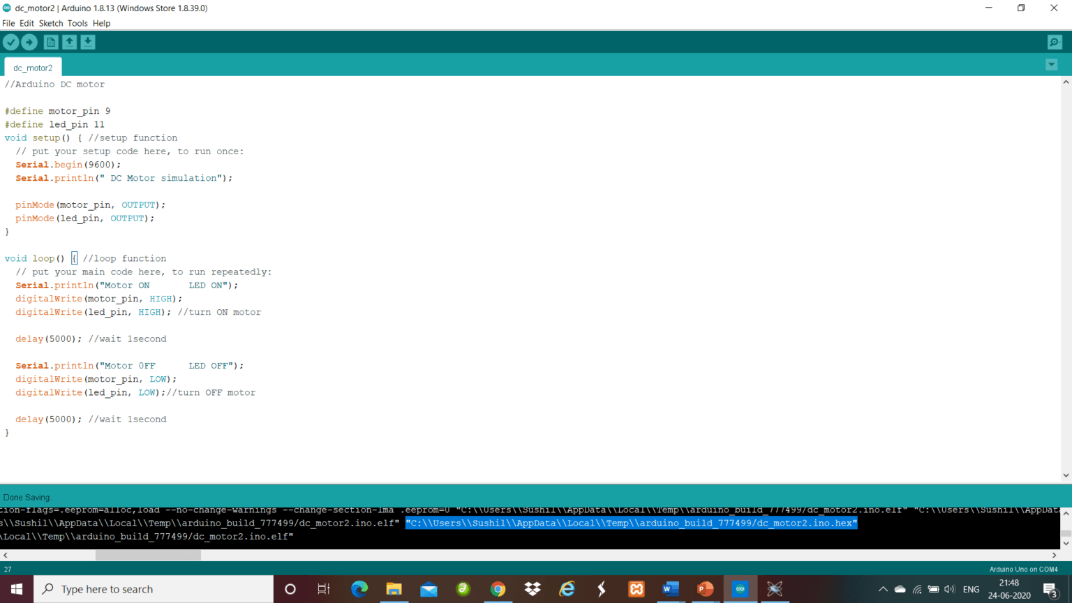 DC Motor Simulation with Arduino in Proteus
