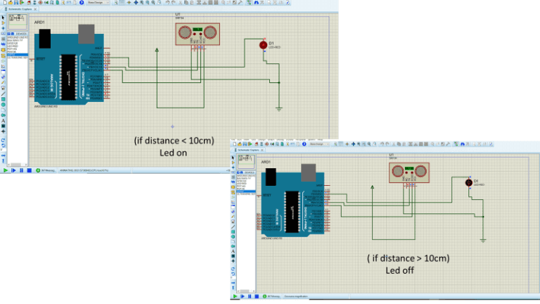 Ultrasonic Sensor Integration with Arduino in Proteus