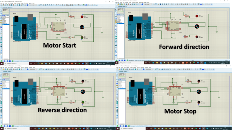 DC Motor Control with L293D Driver in Proteus-Arduino