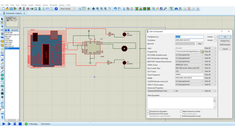 DC Motor Control with L293D Driver in Proteus-Arduino