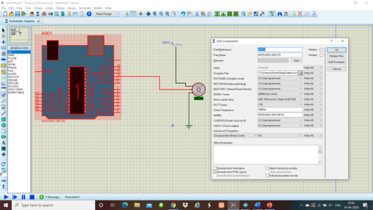 Intefacing Servo Motor Control with Arduino in Proteus
