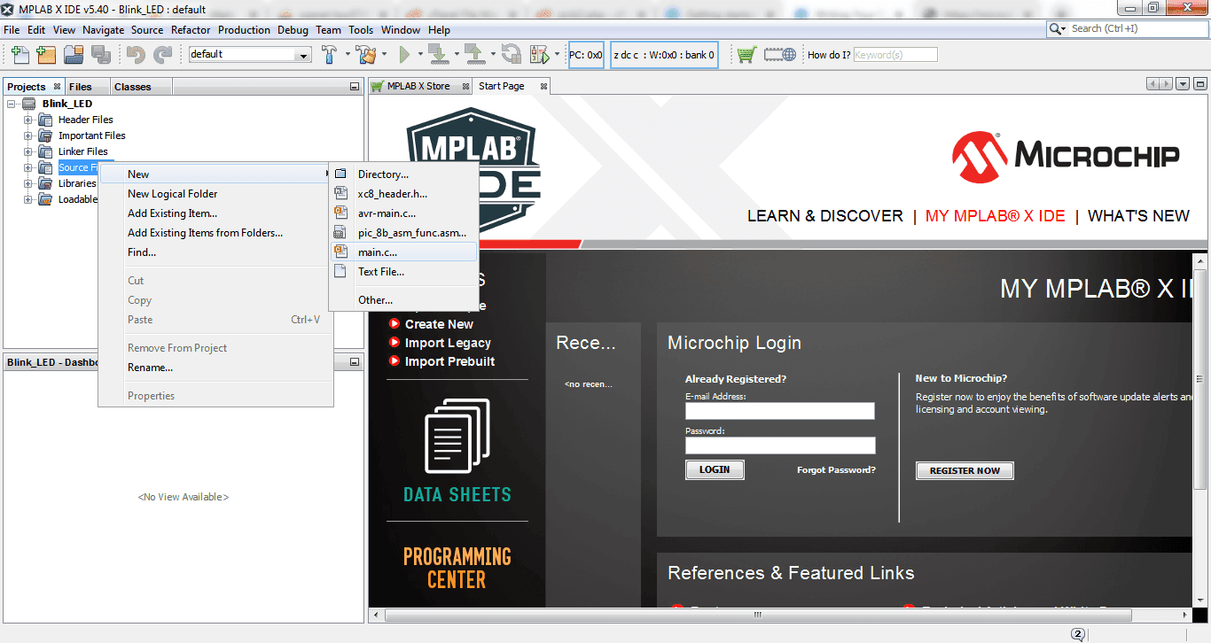 Blinking LED using PIC Microcontroller Using Proteus