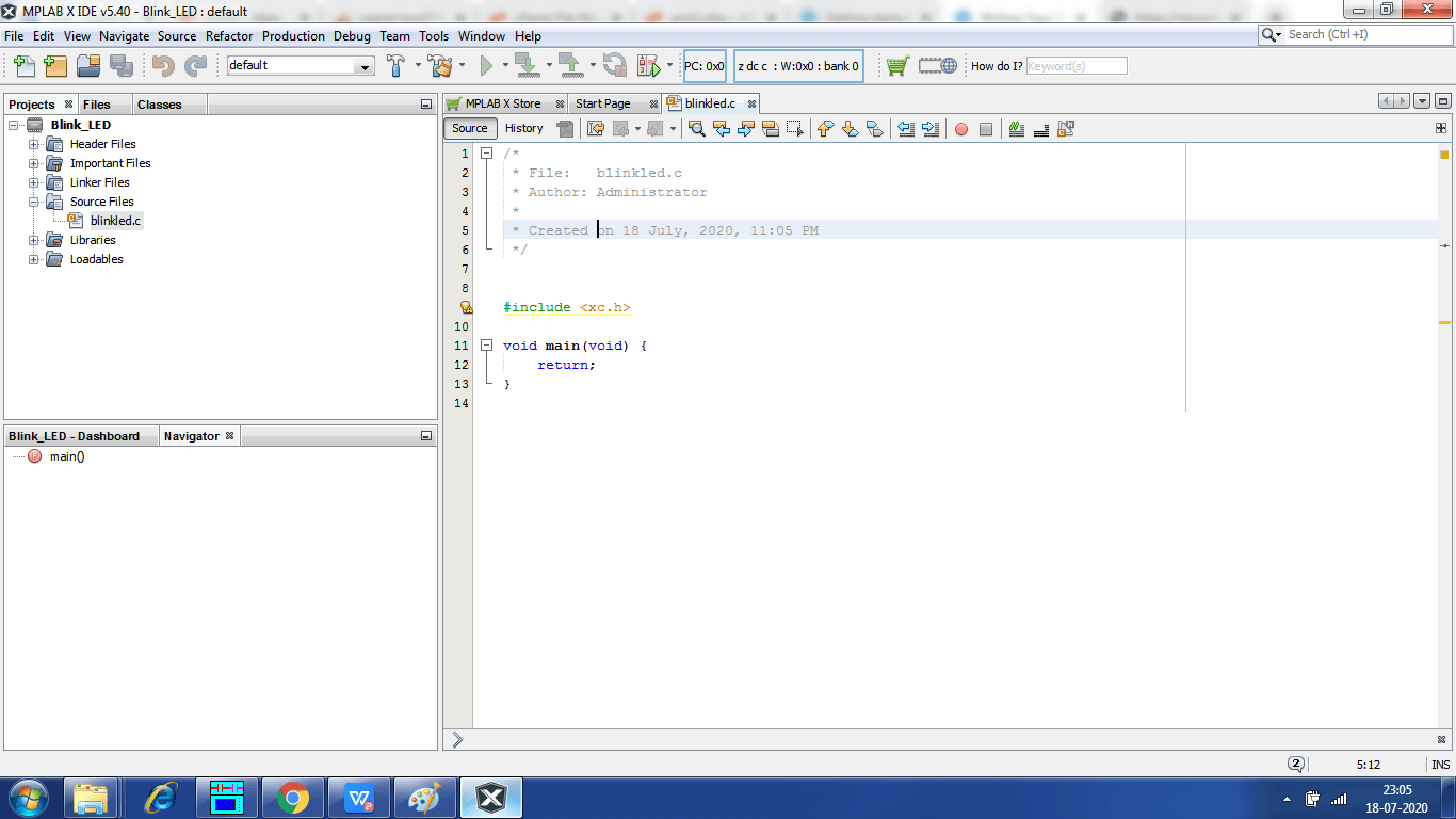 Blinking LED using PIC Microcontroller and Proteus Simulation