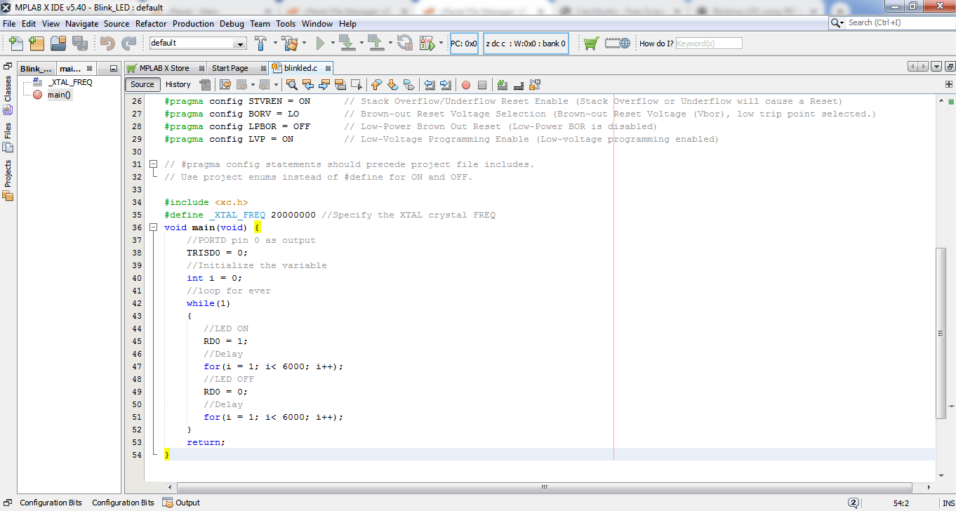 Blinking LED using PIC Microcontroller Using Proteus