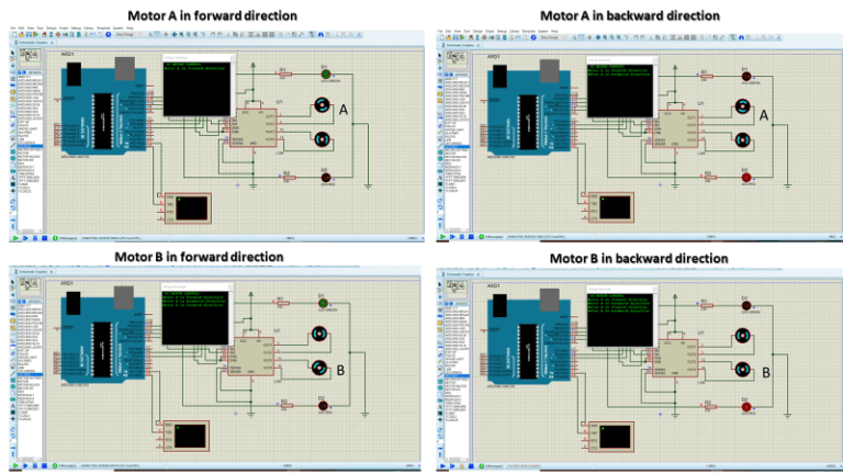 L298D H-Bridge Motor Driver Interface in Proteus for Arduino