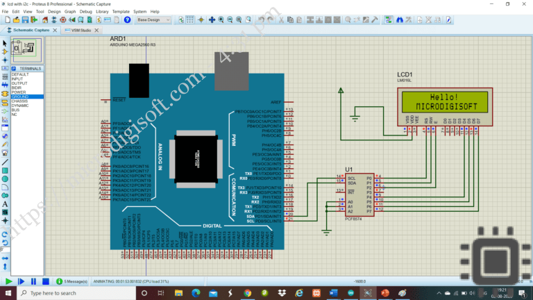 Simulating I2C LCD Module with Arduino in Proteus?