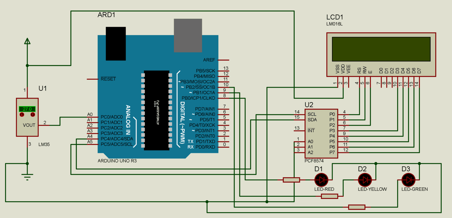Digital Thermometer LM35 Sensor Using Arduino in Proteus