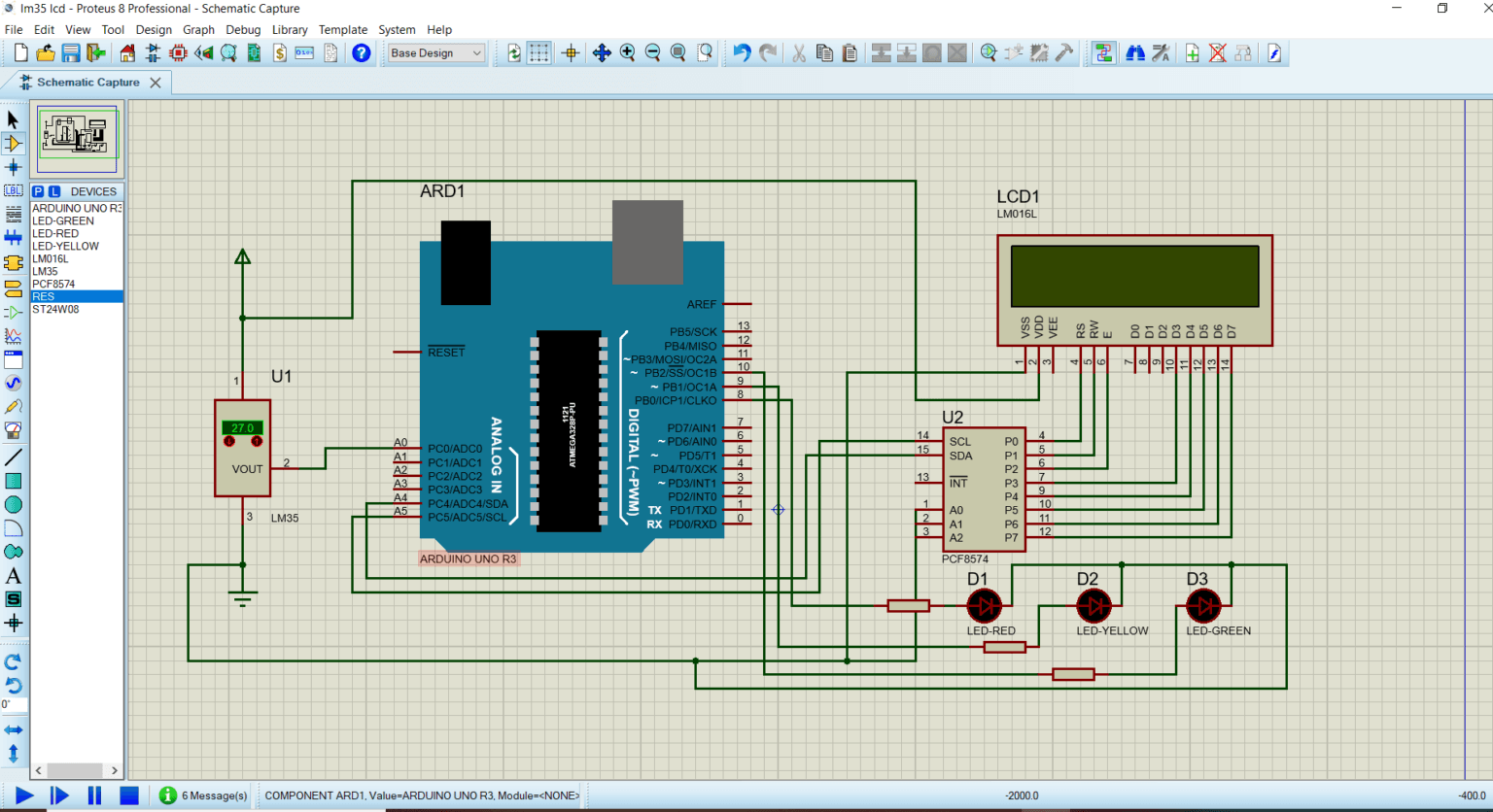Digital Thermometer LM35 Sensor Using Arduino in Proteus