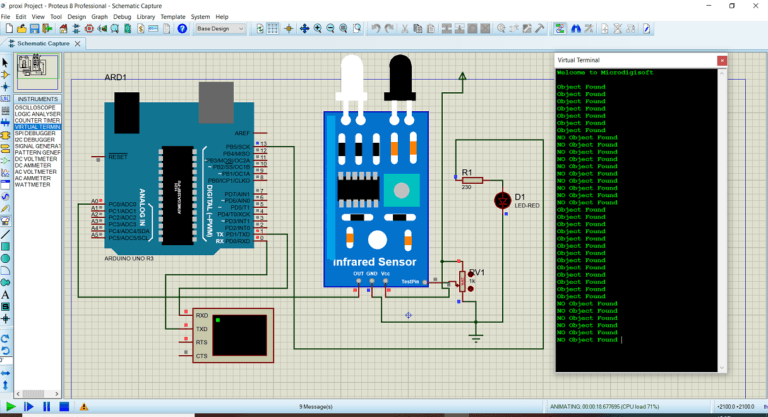 Arduino IR Proximity Sensor Simulation in Proteus