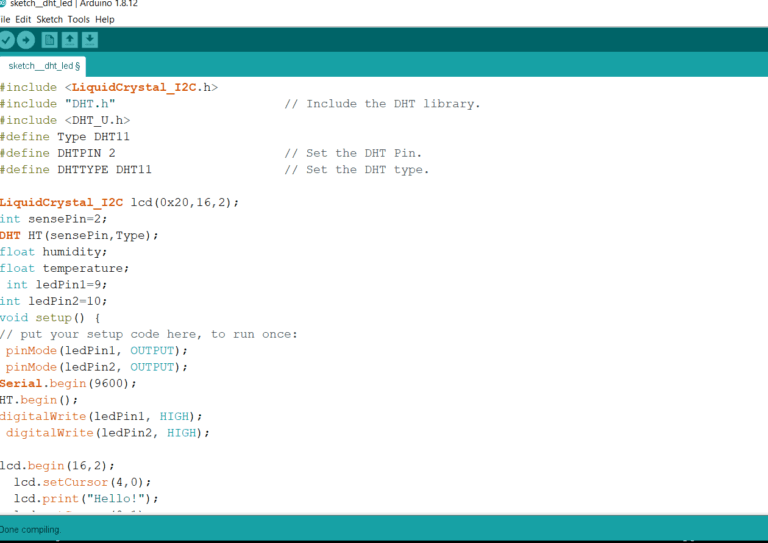 Interfacing DHT11 Humidity and Temperature sensor with LED in Proteus