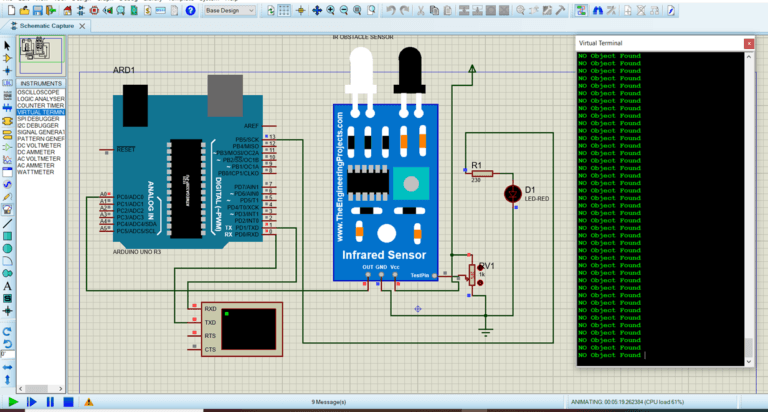 Arduino IR Proximity Sensor Simulation in Proteus