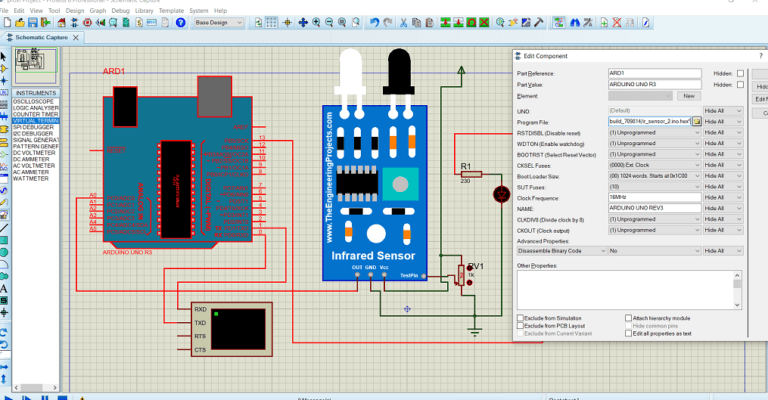 Arduino IR Proximity Sensor Simulation in Proteus