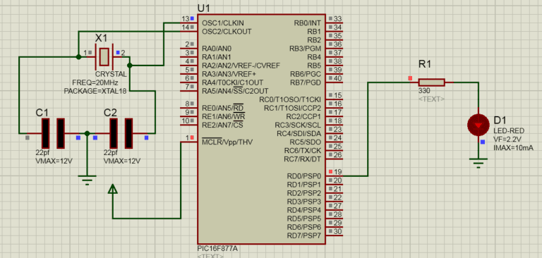PIC16F877A : Blinking LED using PIC Microcontroller