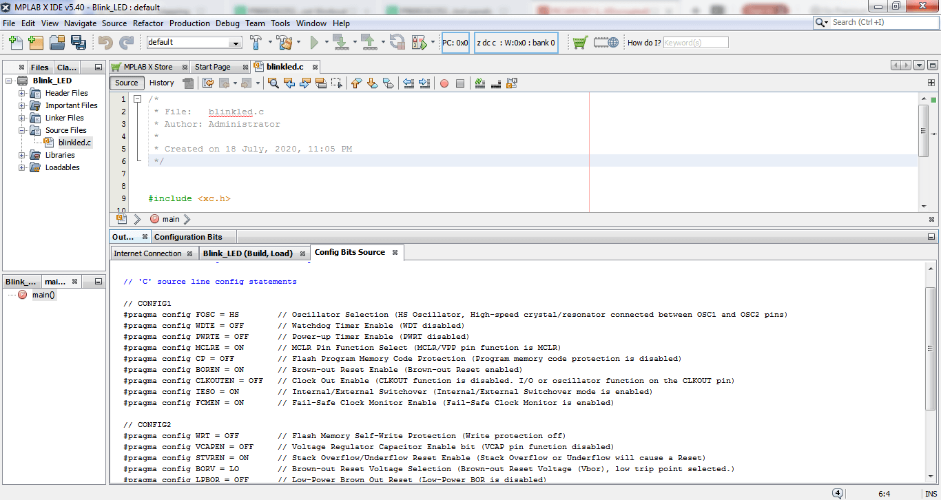 PIC16F877A : Blinking LED using PIC Microcontroller