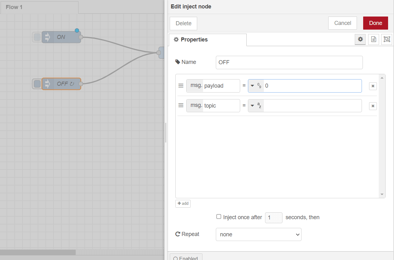 Blinking LED using Node-Red on Raspberry Pi