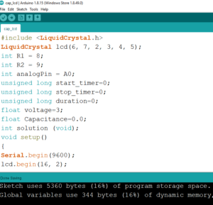 Arduino Capacitance Meter with LCD Display in Proteus