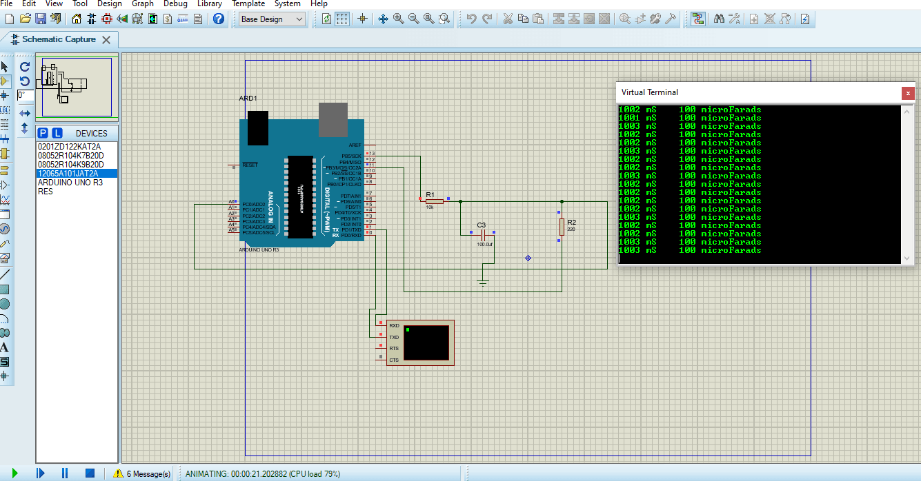 Measuring Capacitance with Arduino in Proteus