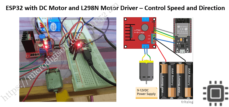 ESP32 with DC Motor and L298N Motor Driver