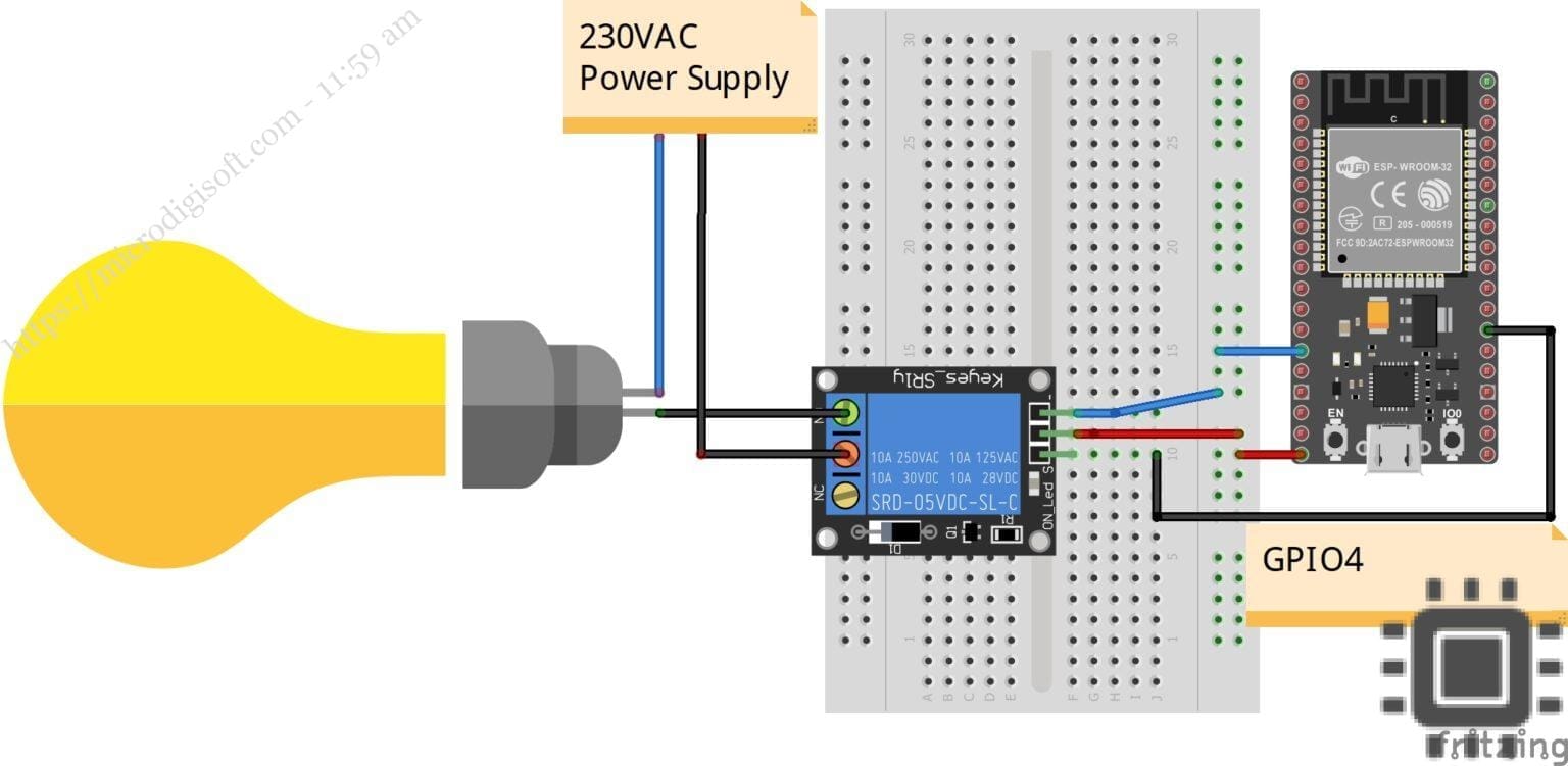 ESP32-Relay Module Control AC Appliances with Webserver