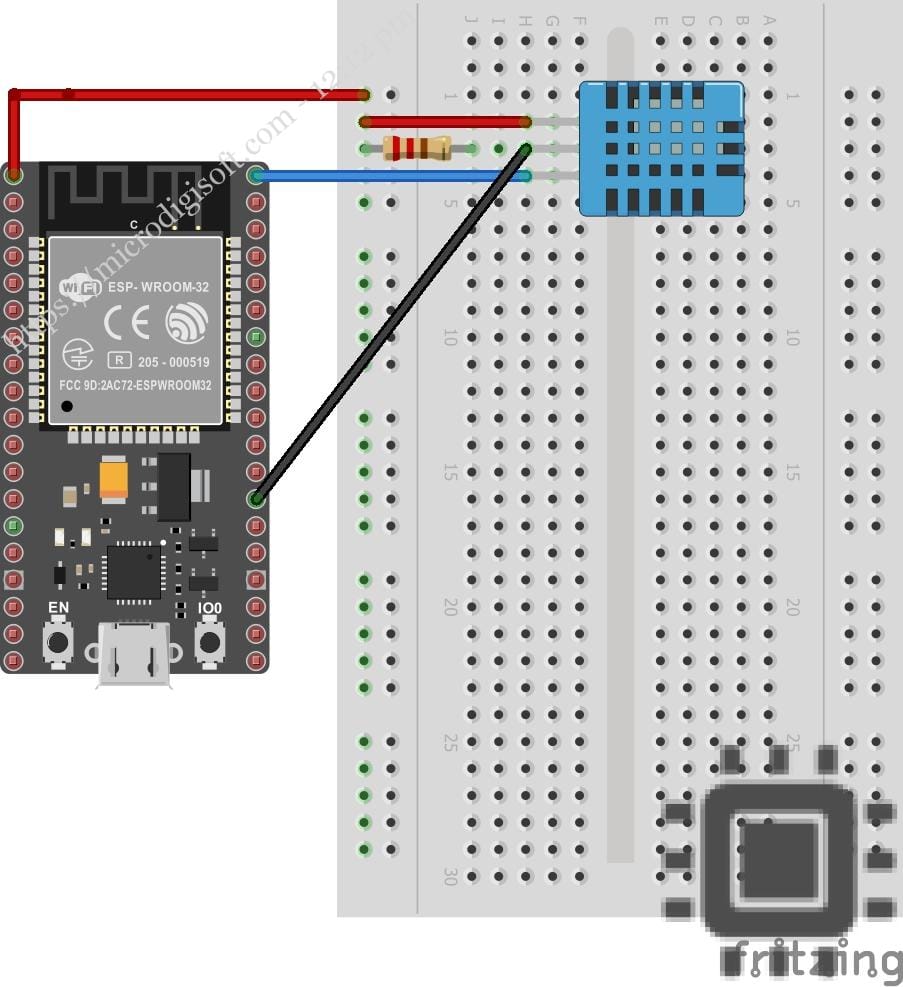 Interfacing Temperature And Humidity Sensor Dht11 With Esp32 And