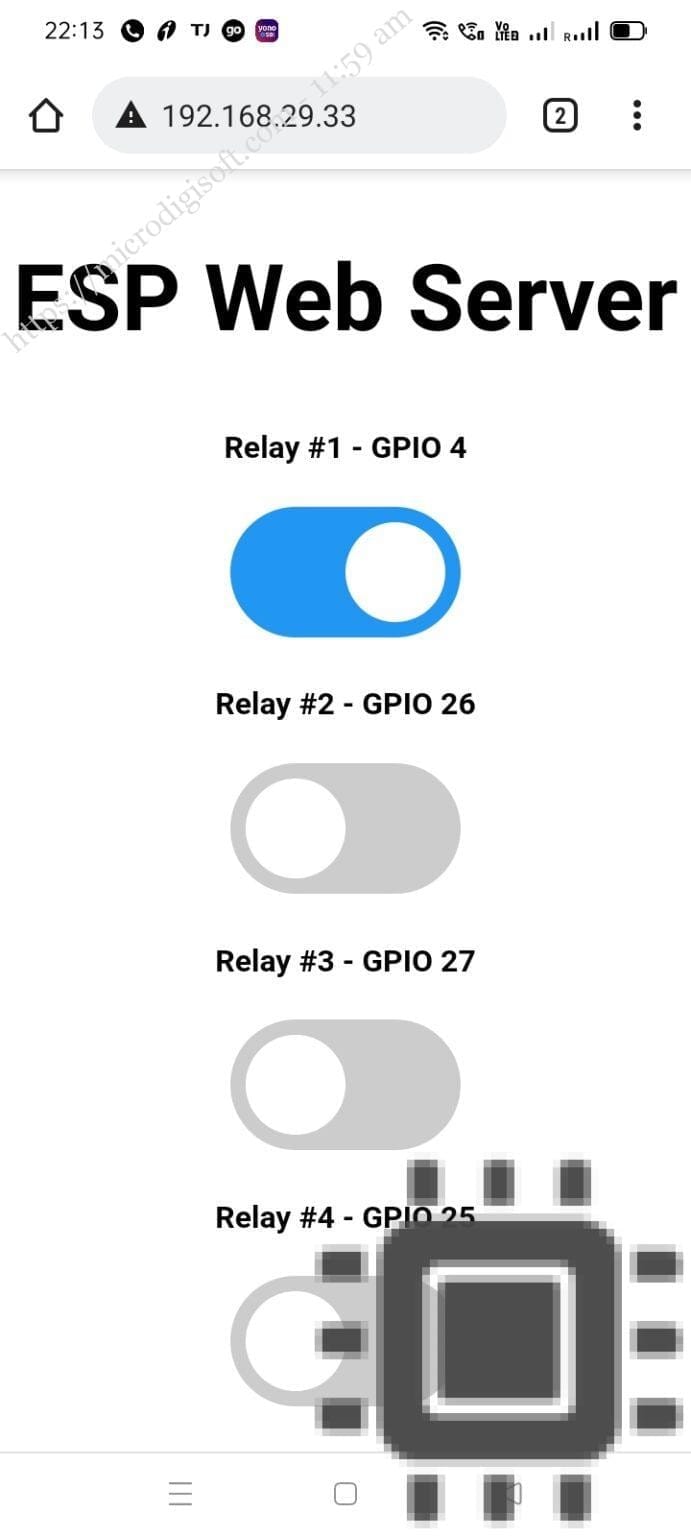 ESP32-Relay Module Control AC Appliances with Webserver