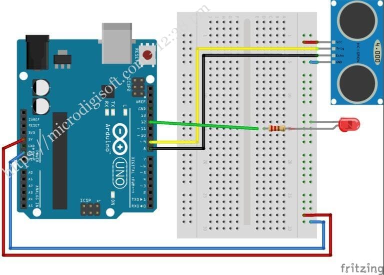 Distance Measurement by using HC-SR04 Sensor with Arduino