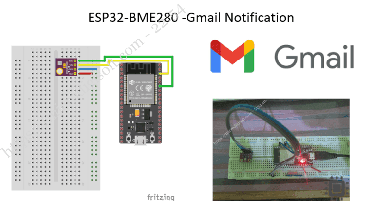 ESP32 Sending Email Using PHP-BME280 Sensor