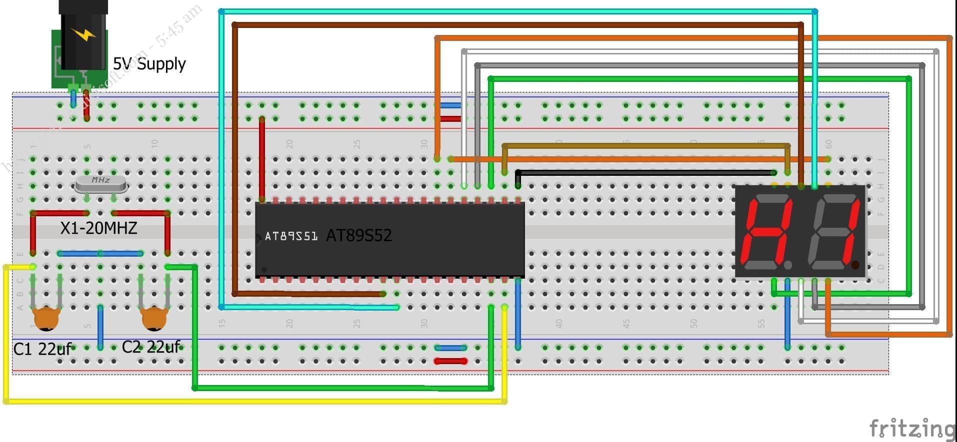 2-Digit 7-Segment Display (00-99) with Microcontroller AT89S52