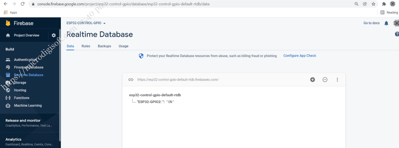 ESP32 with Google Firebase to Control GPIO using Arduino IDE