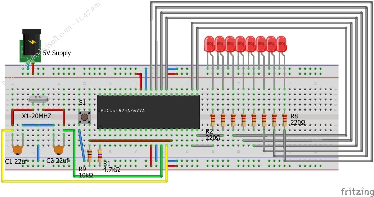 PIC16F877A : Timer1 in PIC Microcontroller
