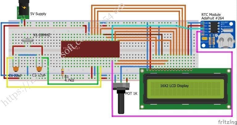 Digital Clock with 7-Segment and Real Timer Clock (DS1307) Using PIC16F877A Microcontroller