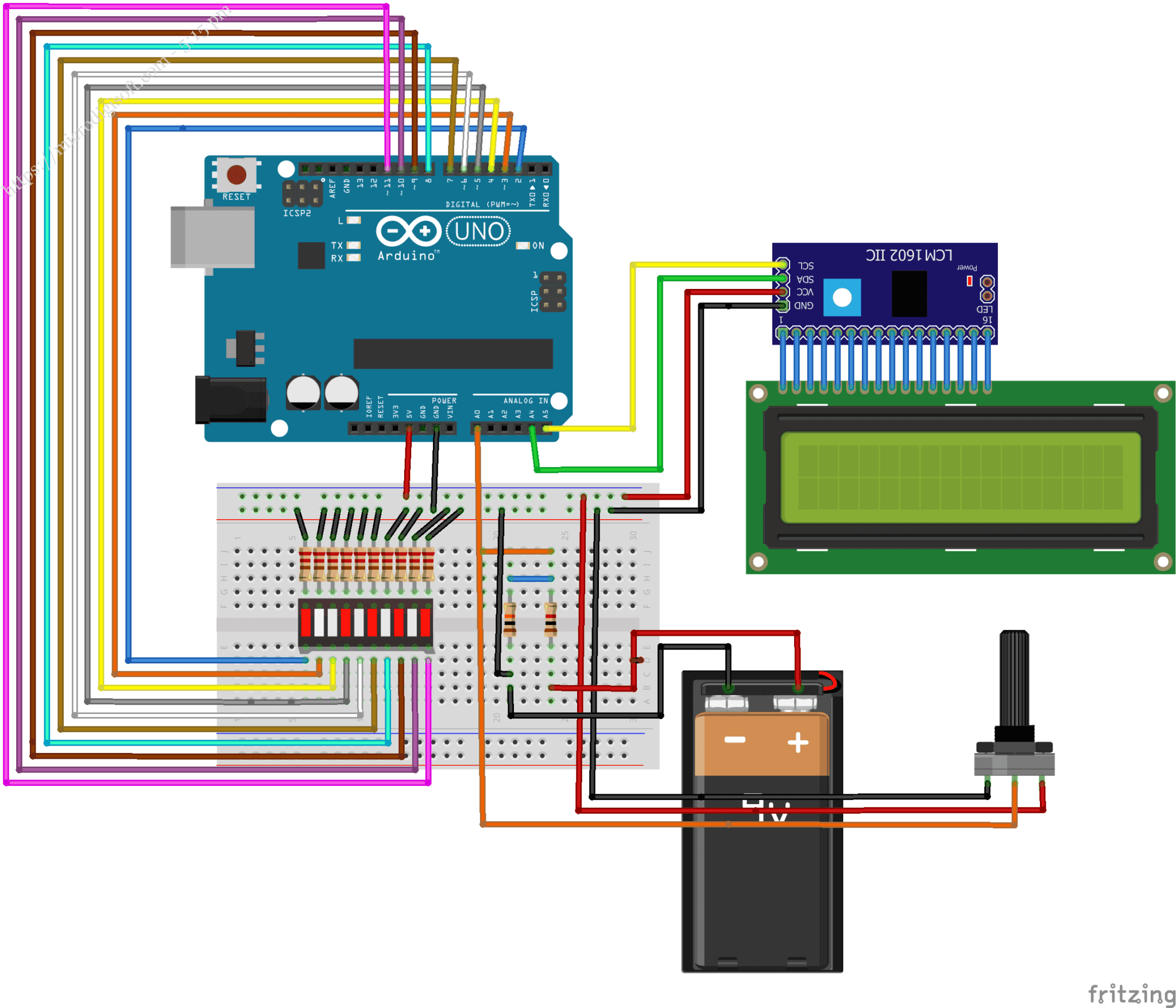 Arduino Based Voltmeter Using Bar Led And 16x2 Lcd Display