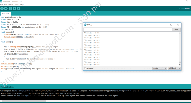 Interfacing Digital Voltmeter with Arduino Uno