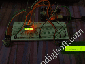 Arduino Based Voltmeter using Bar-LED and 16×2 LCD Display
