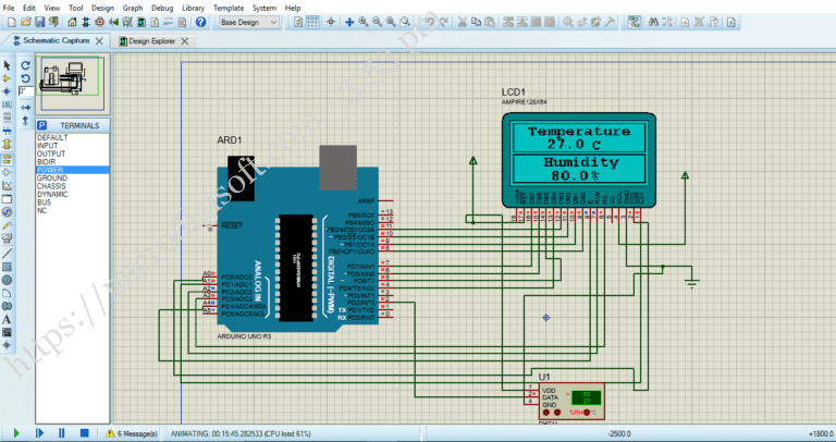 Simulate DHT11 Humidity Sensor with GLCD in Proteus | microdigisoft.com