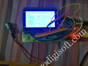 Interface 128X64 GLCD with DHT11 Sensor Using Arduino