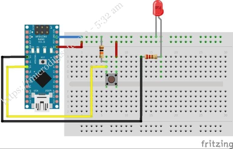 How to use a Push Button with Arduino Nano