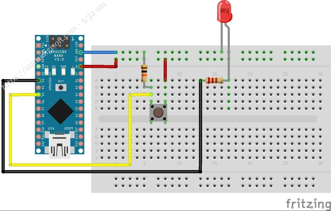 How To Use A Push Button With Arduino Nano 5707