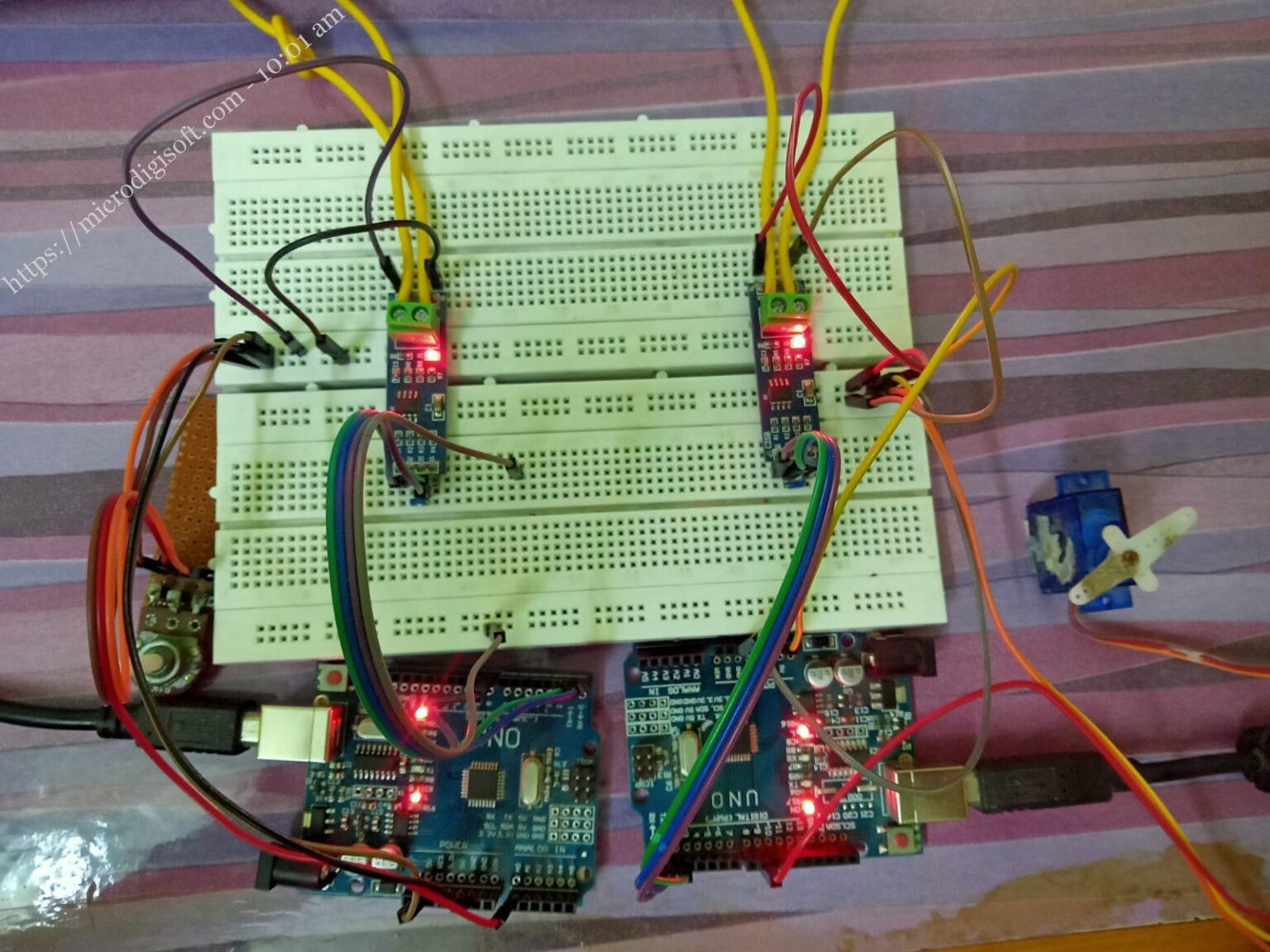 Rs 485 Serial Communication Between Two Arduino Uno Boards