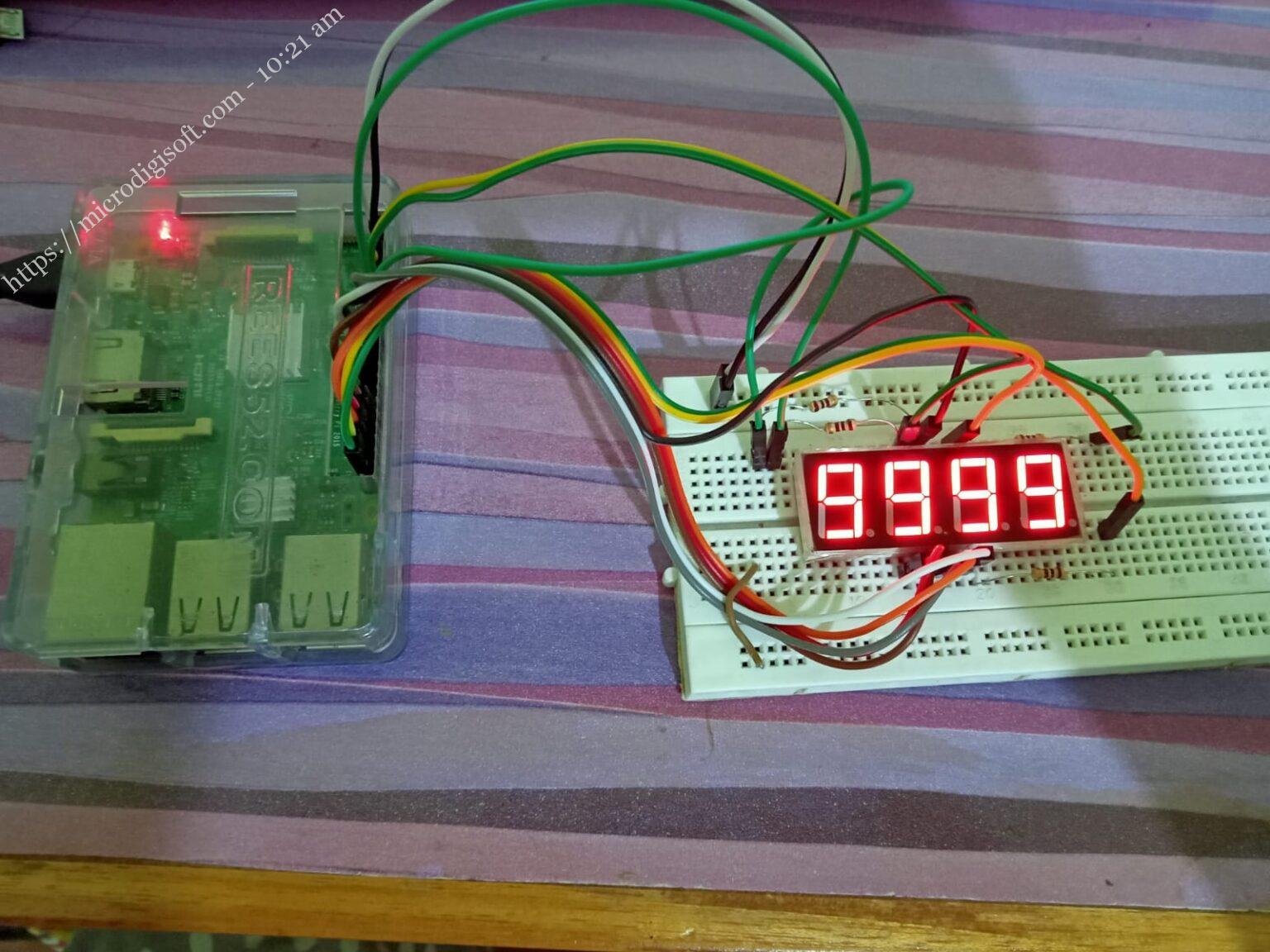 4 Digit 7 Segment Display Using Raspberry Pi