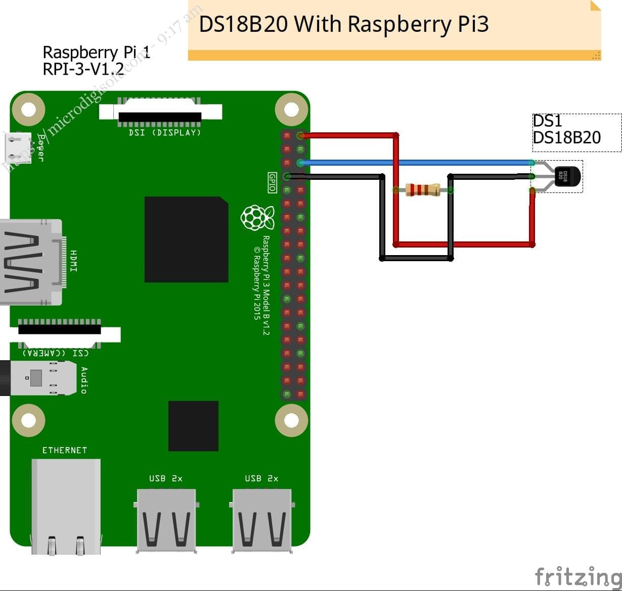 Interfacing DS18B20 Temperature Sensor with Raspberry Pi