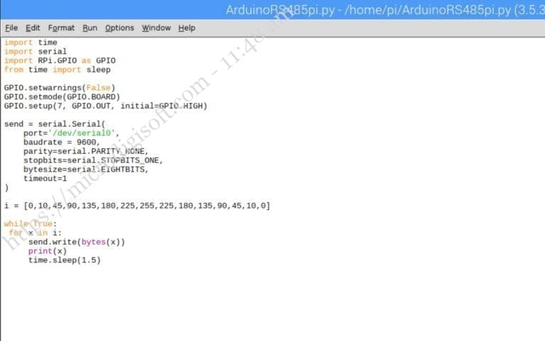 RS-485 Serial Communication between Raspberry Pi and Arduino
