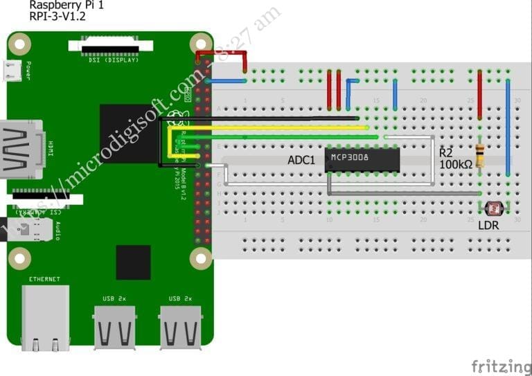 Interfacing Raspberry Pi with ADC MCP3008