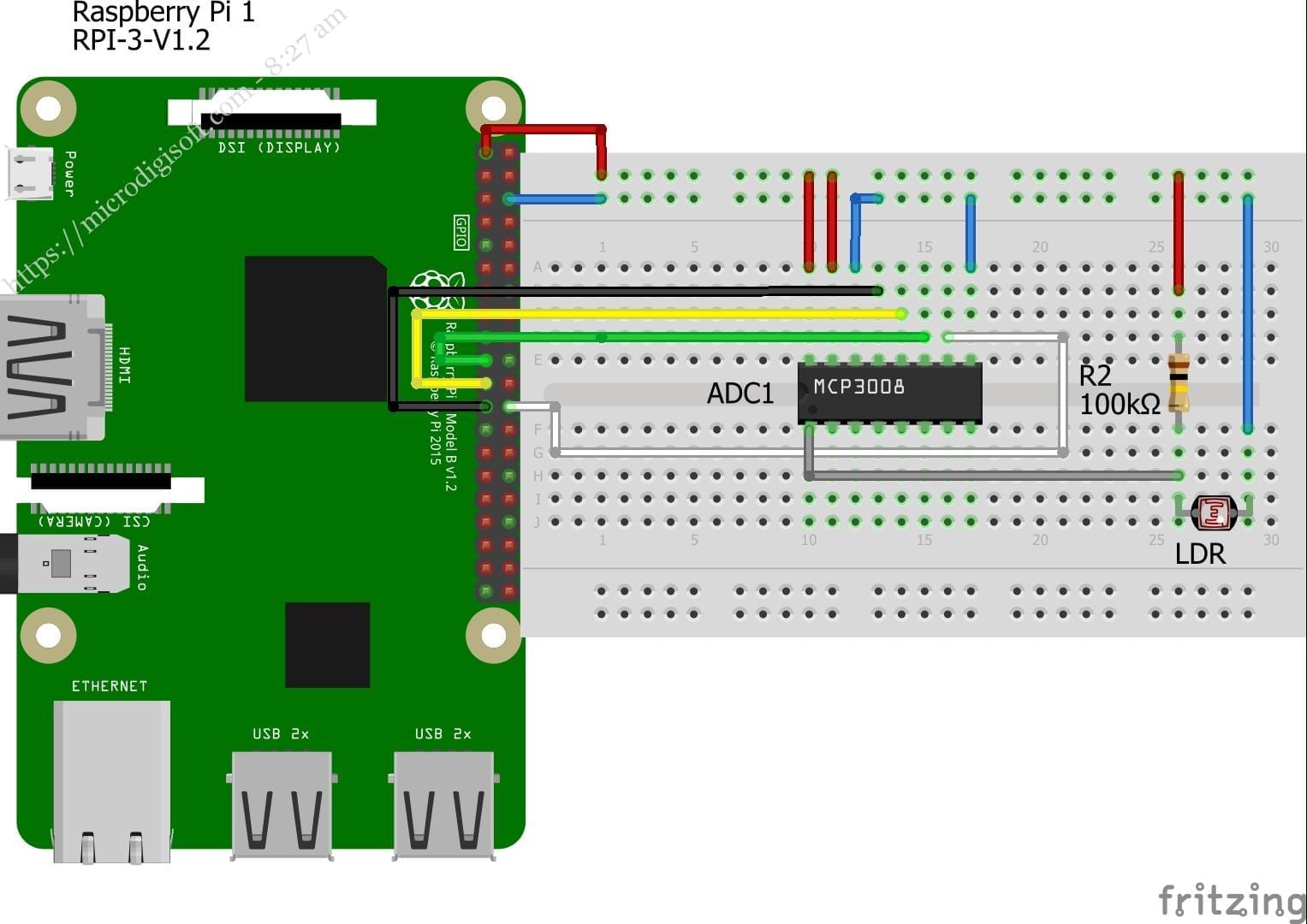 Raspberry Pi with ADC MCP3008 - microdigisoft.com